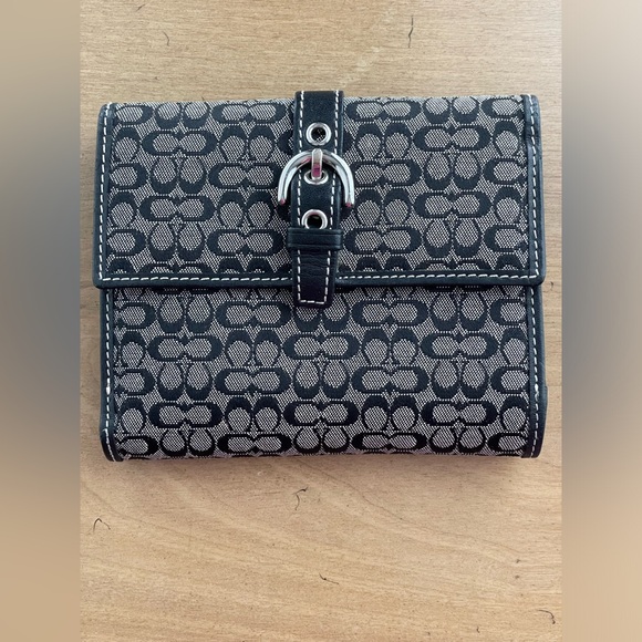 Coach | Bags | Coach Black Gray Signature Small C Canvas Wallet | Poshmark